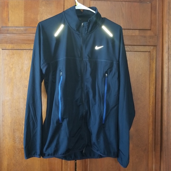 Nike | Jackets & Coats | Nike Navy Blue Cowl Neck Running Jacket With ...